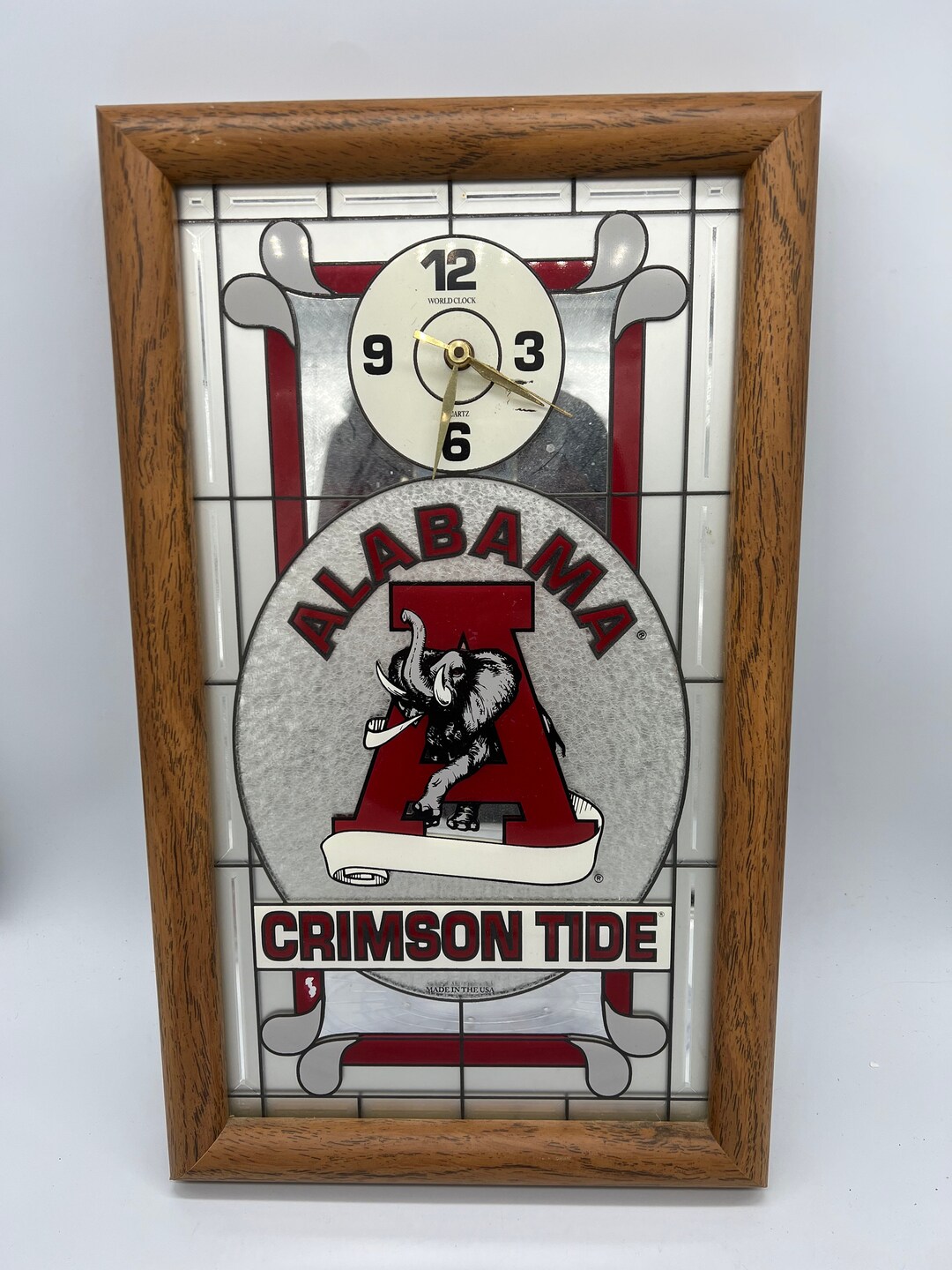 University of Alabama Crimson Tide Stain Glass Clock. - Etsy