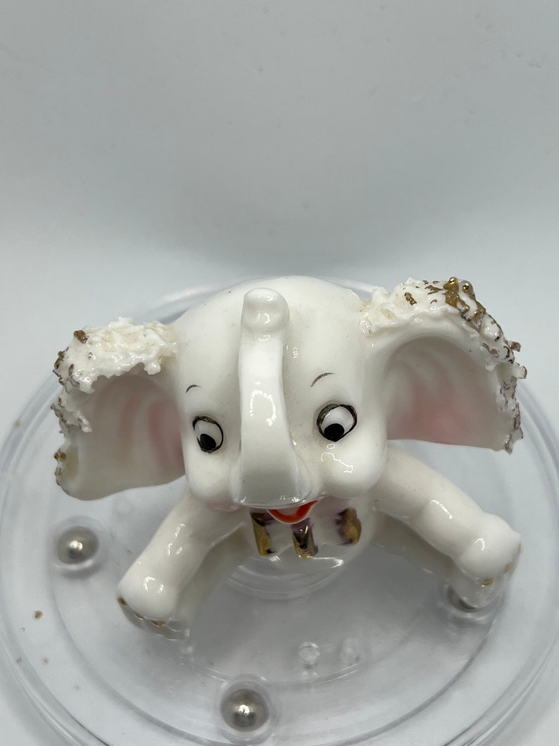 Vintage Spaghetti Trimmed Miniature Elephant Figurine. - Etsy
