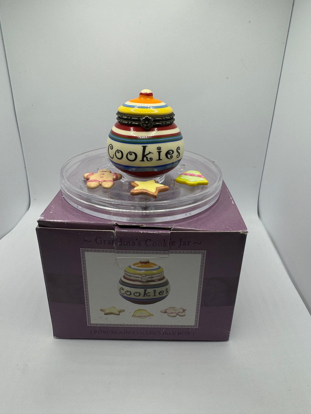 Cookie Jar Porcelain Hinged Box With 3 Cookie Trinkets and the Original ...