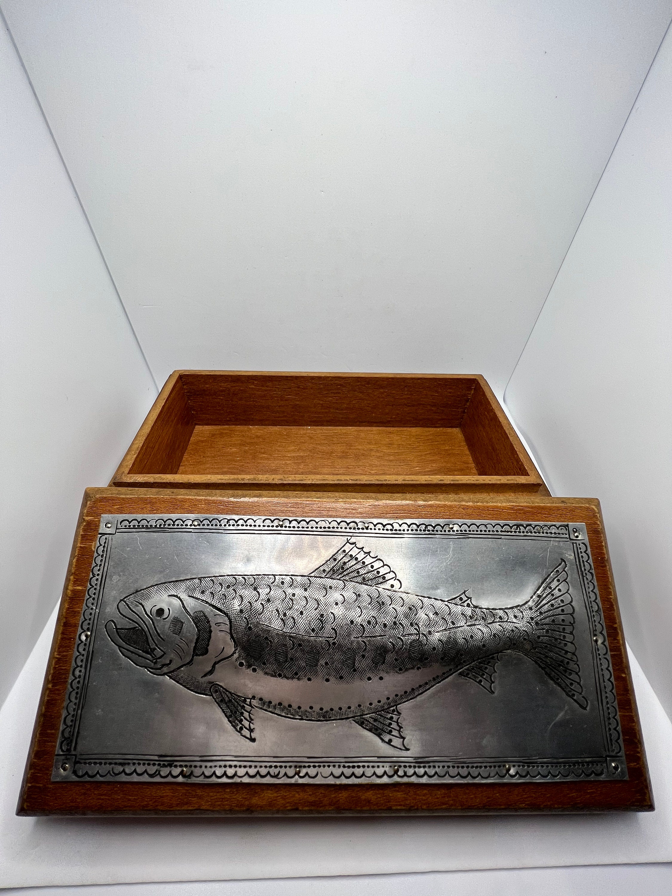 Vintage Made in Thailand Wood Box With 3D Trout Tin Top. Very - Etsy