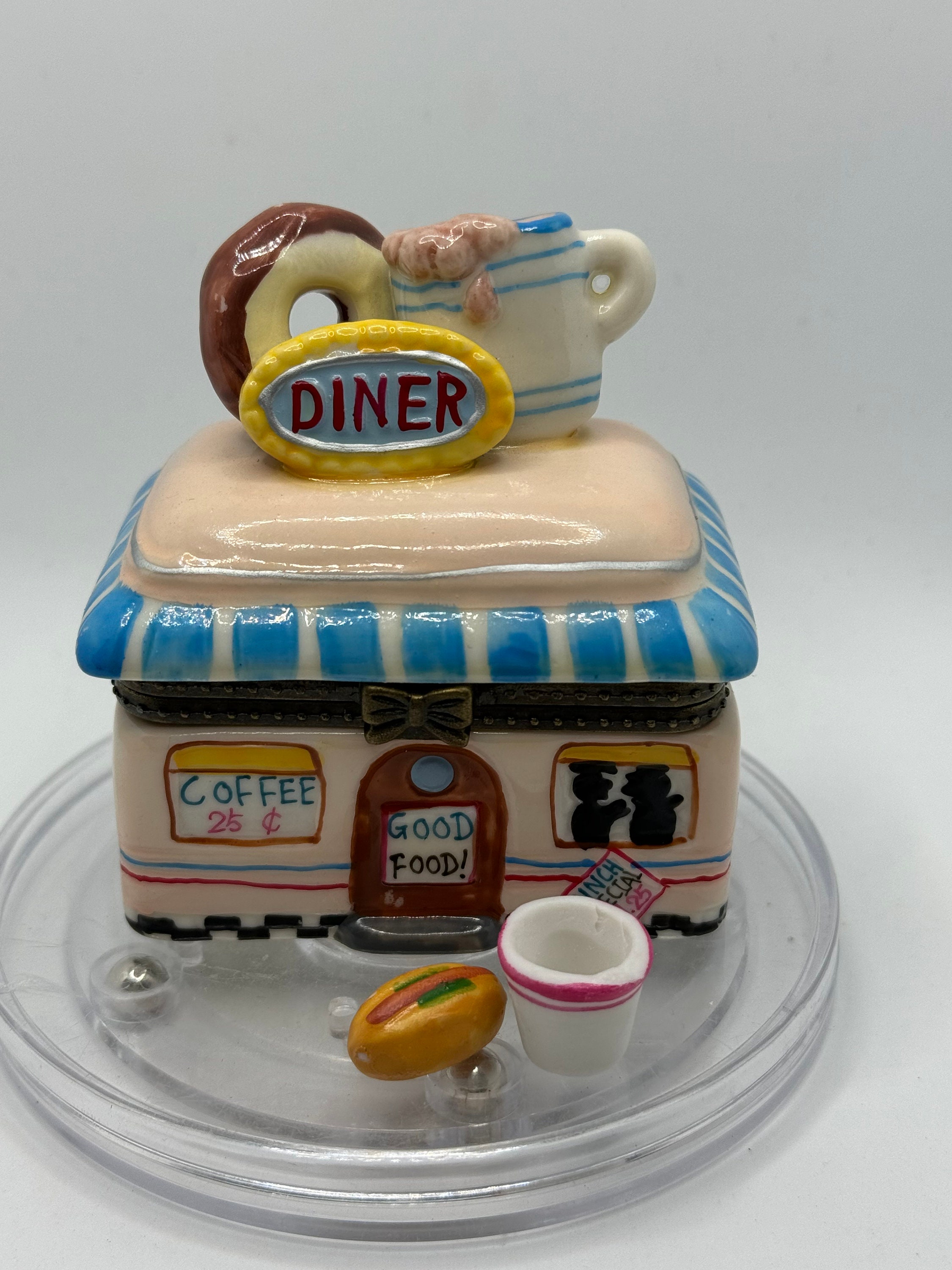 Vintage Diner Porcelain Hinged Box With Hotdog and Drink Trinkets! - Etsy