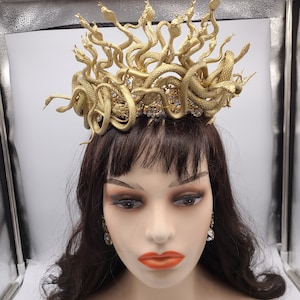 Medusa Headpiece: Gold Snake Tiara, Halloween Cosplay Crown - Etsy