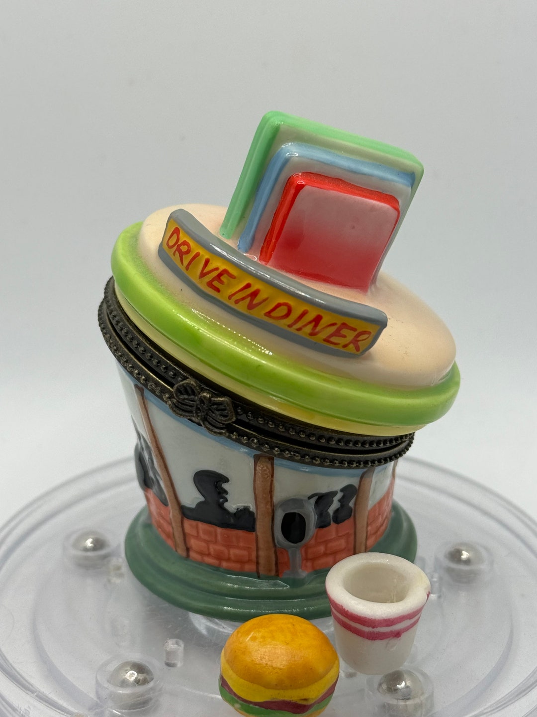 Vintage Drive in Diner Porcelain Hinged Box With Hamburger and Drink ...