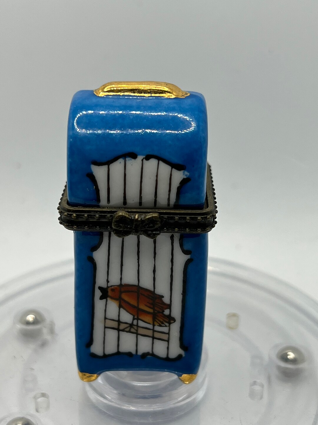 Vintage Blue Birdcage Porcelain Hinged Box. - Etsy