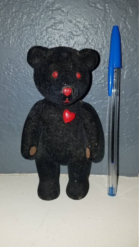 Vintage Flocked Black Bear Poseable Teddy Bear. Vintage | Etsy