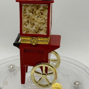 Movie Theater Popcorn Trolley Porcelain Hinged Box With Popcorn Trinket ...