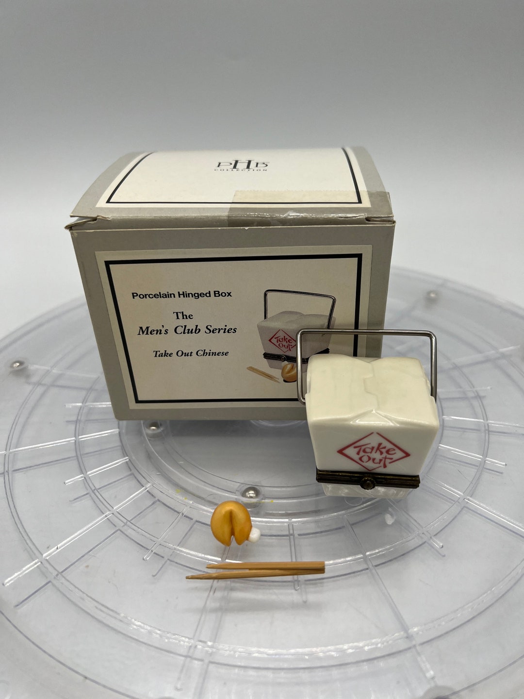 Vintage PHB Chinese Take Out Porcelain Hinged Box With Chop Sticks and ...