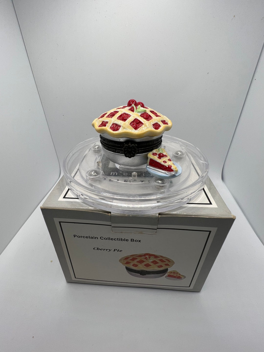 Vintage Cherry Pie Porcelain Hinged Box With Slice of Pie Trinket With ...