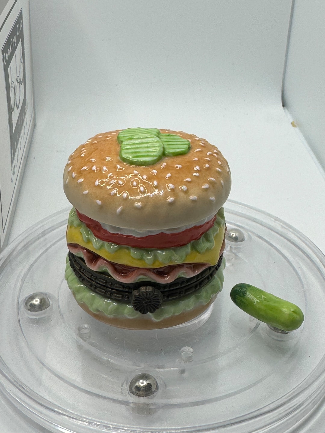 American Classic Cheeseburger Porcelain Hinged Box With Pickle Trinket ...
