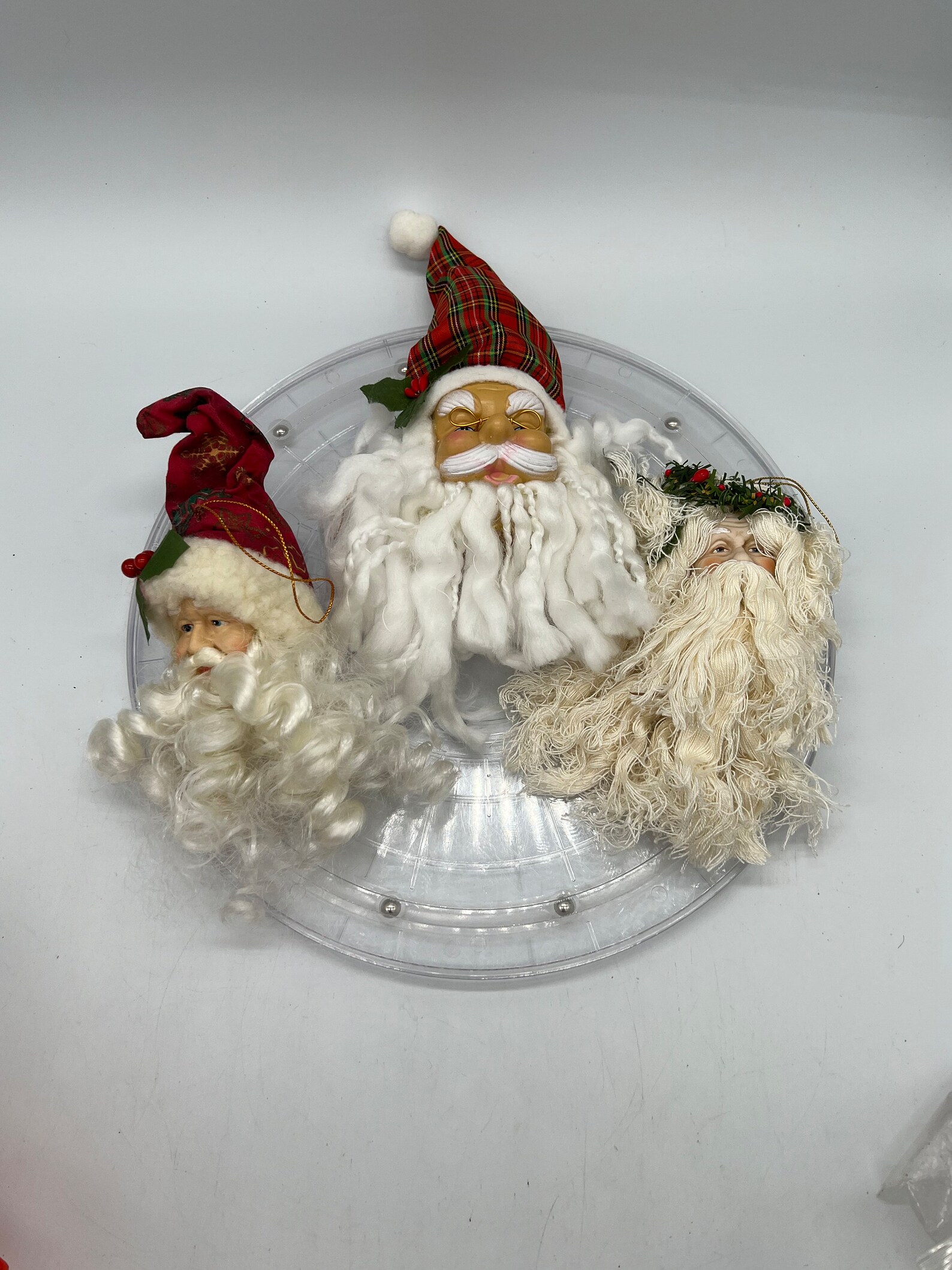 Vintage Porcelain and Plastic Santa Head Christmas Ornaments. - Etsy