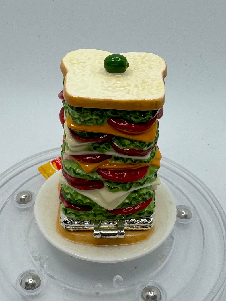 Sandwich Porcelain Hinged Box With Potato Chip Trinket! Hard to Find ...