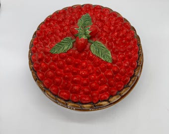 Vintage Ceramic Cherry Pie Keeper Lattice Design Covered Dish - Etsy