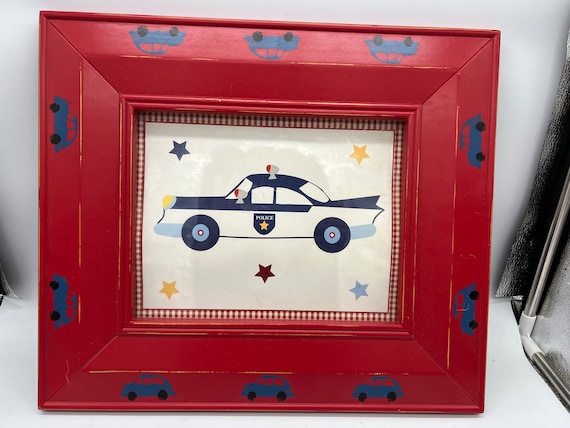Vintage Pottery Barn Police Car in Red Frame Picture Cute in - Etsy
