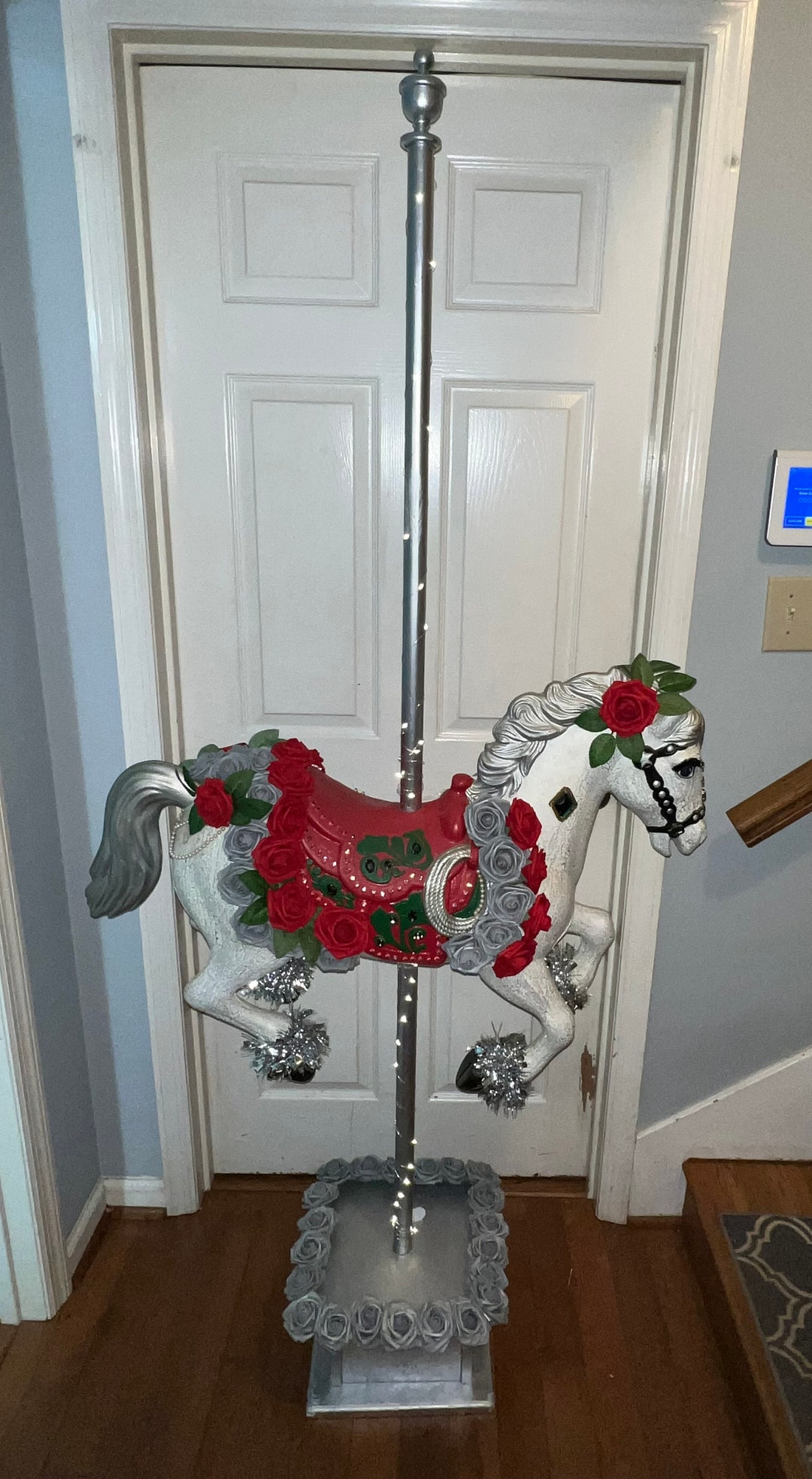 Christmas Carousel Horse Life Size! Hand Painted, Rhinestone and Rose ...