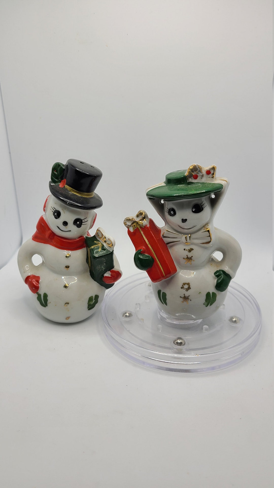 Vintage Anthropomorphic Snowman and Snowwoman Salt and Pepper Shakers ...