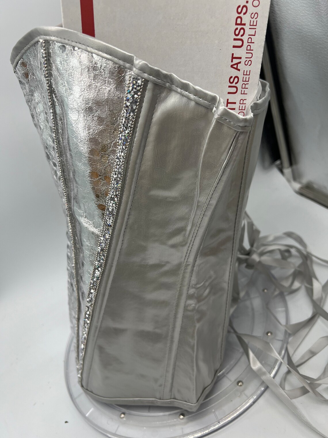 Custom Silver Bustier Corset With Diamond Rhinestone Embellishments - Etsy