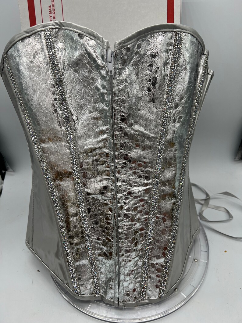 Custom Silver Bustier Corset With Diamond Rhinestone Embellishments - Etsy