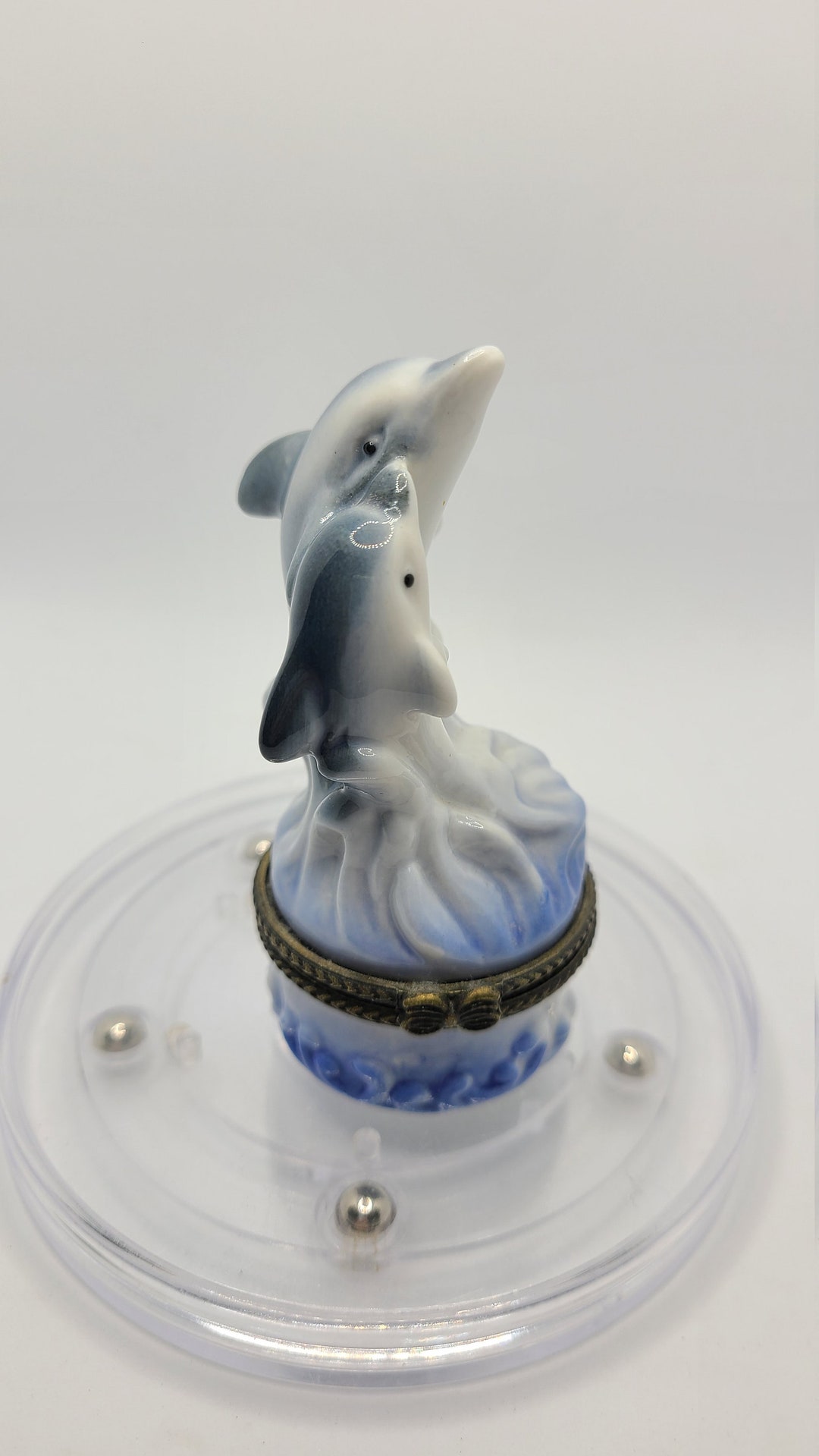 Dolphins Porcelain Hinged Trinket Box. - Etsy