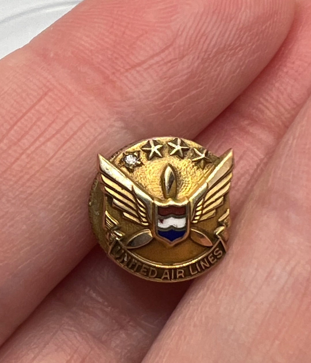 Vintage 10 Karat Gold With 1 Diamond United Airlines Pin. Collectable ...