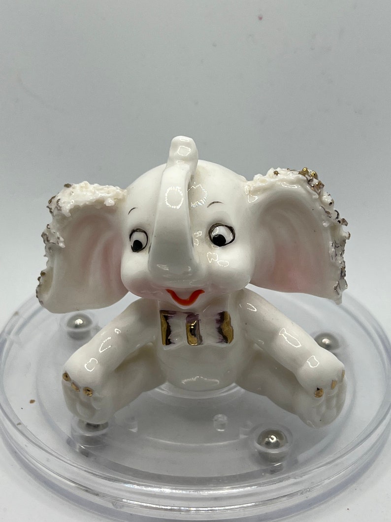 Vintage Spaghetti Trimmed Miniature Elephant Figurine. - Etsy