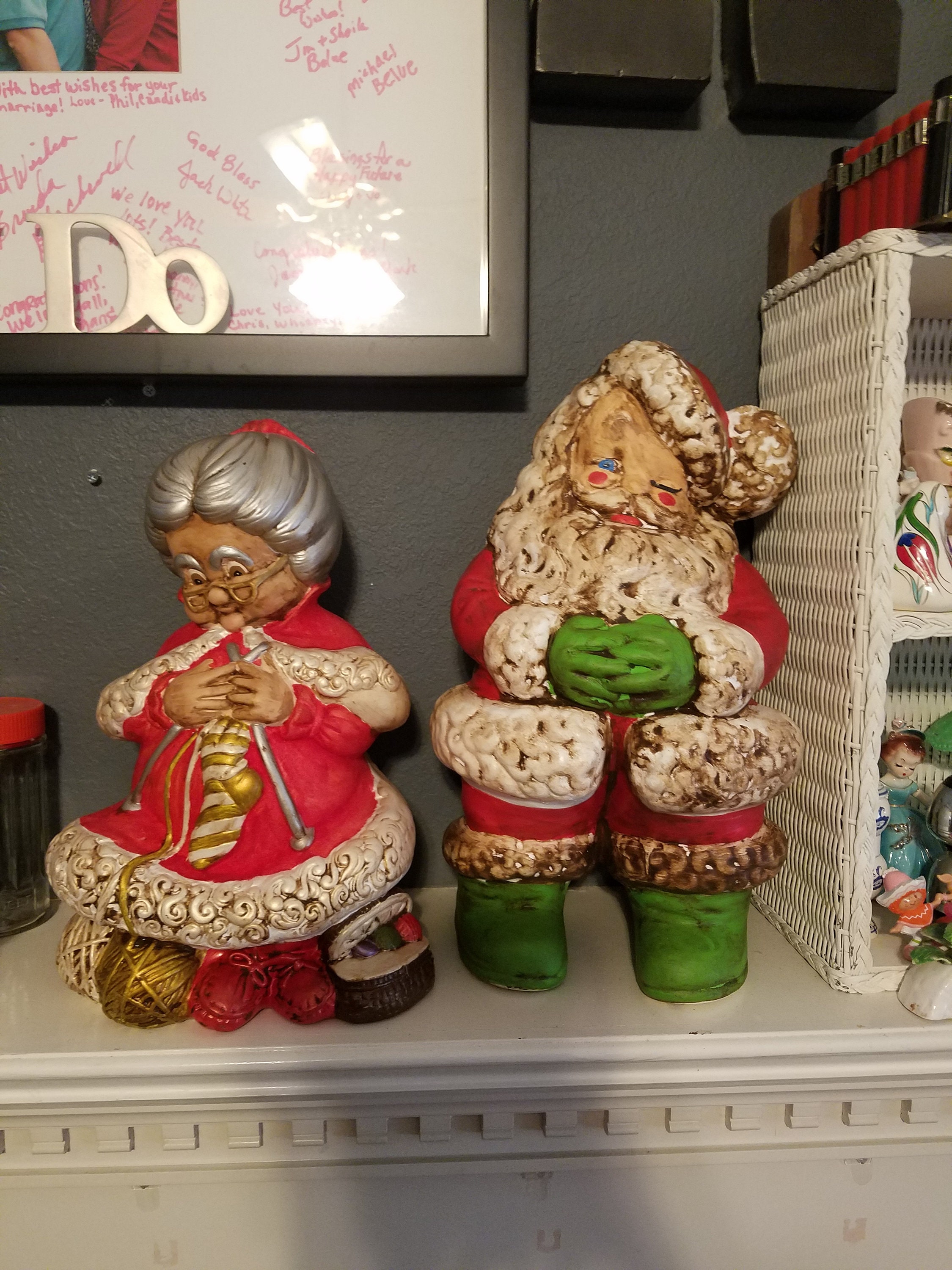 Vintage Ceramic Hand Painted Christmas Santa and Mrs. Claus. | Etsy
