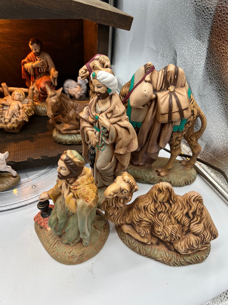 Antique Ceramic Hand Painted Nativity Set 16 Piece With Stable. - Etsy