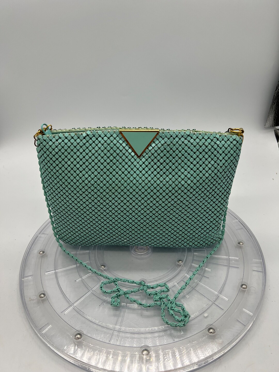 Vintage Teal Chain Link Purse: Shoulder Bag or Clutch - Etsy