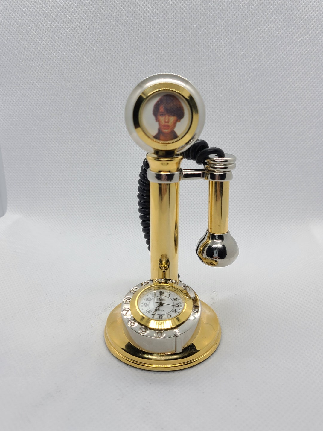 Beautiful Vintage Miniature Candlestick Telephone Clock That Holds a ...
