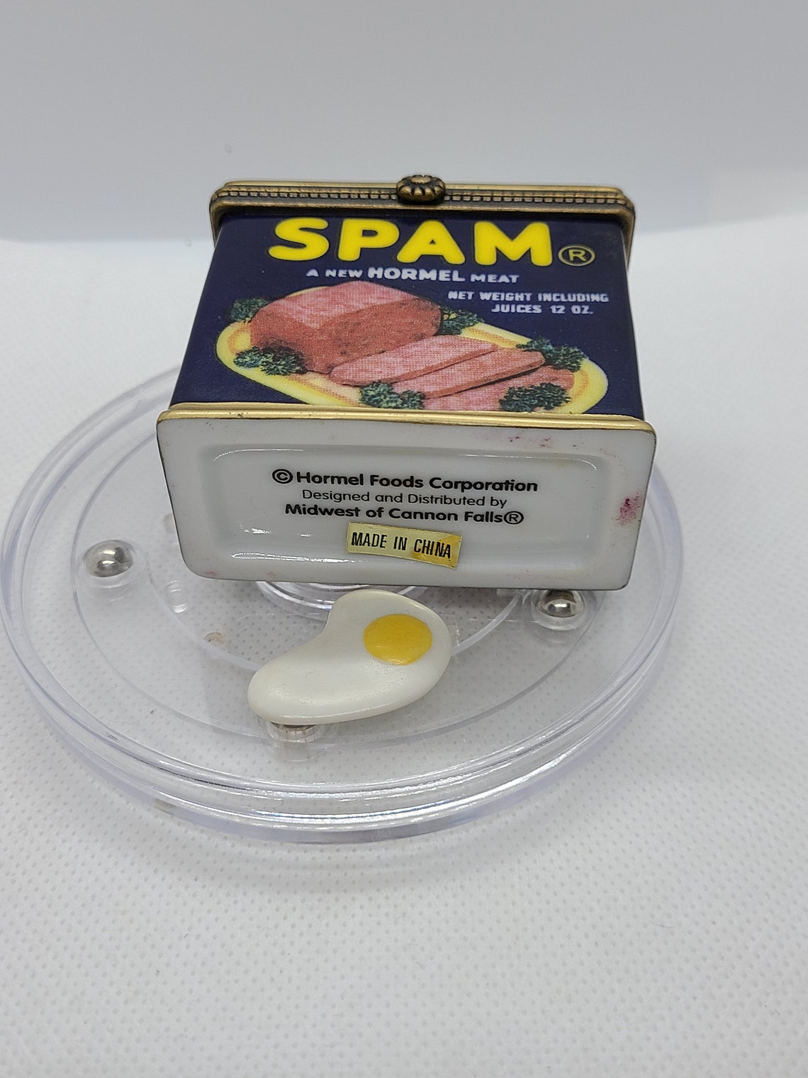 Vintage Spam Porcelain Hinged Box With Fried Egg Trinket by | Etsy