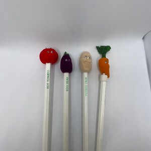 Vintage Anthropomorphic Flocked Vegetable School Pencils. Sold ...