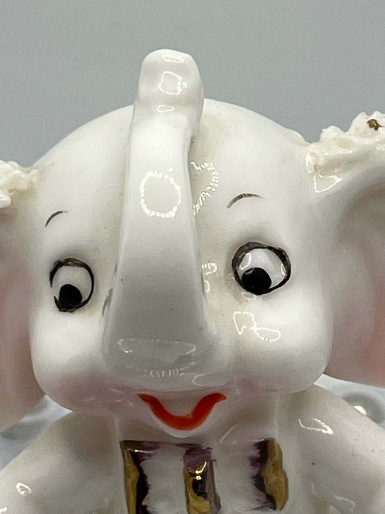 Vintage Spaghetti Trimmed Miniature Elephant Figurine. - Etsy