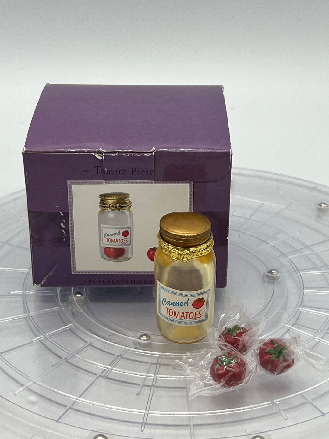 Tomato Preserve PHB Porcelain Hinged Box With 3 Tomato Trinkets With ...