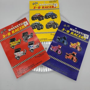Vintage 3-D Racers Refrigerator Magnets Mint in Pack. Sold Separately ...