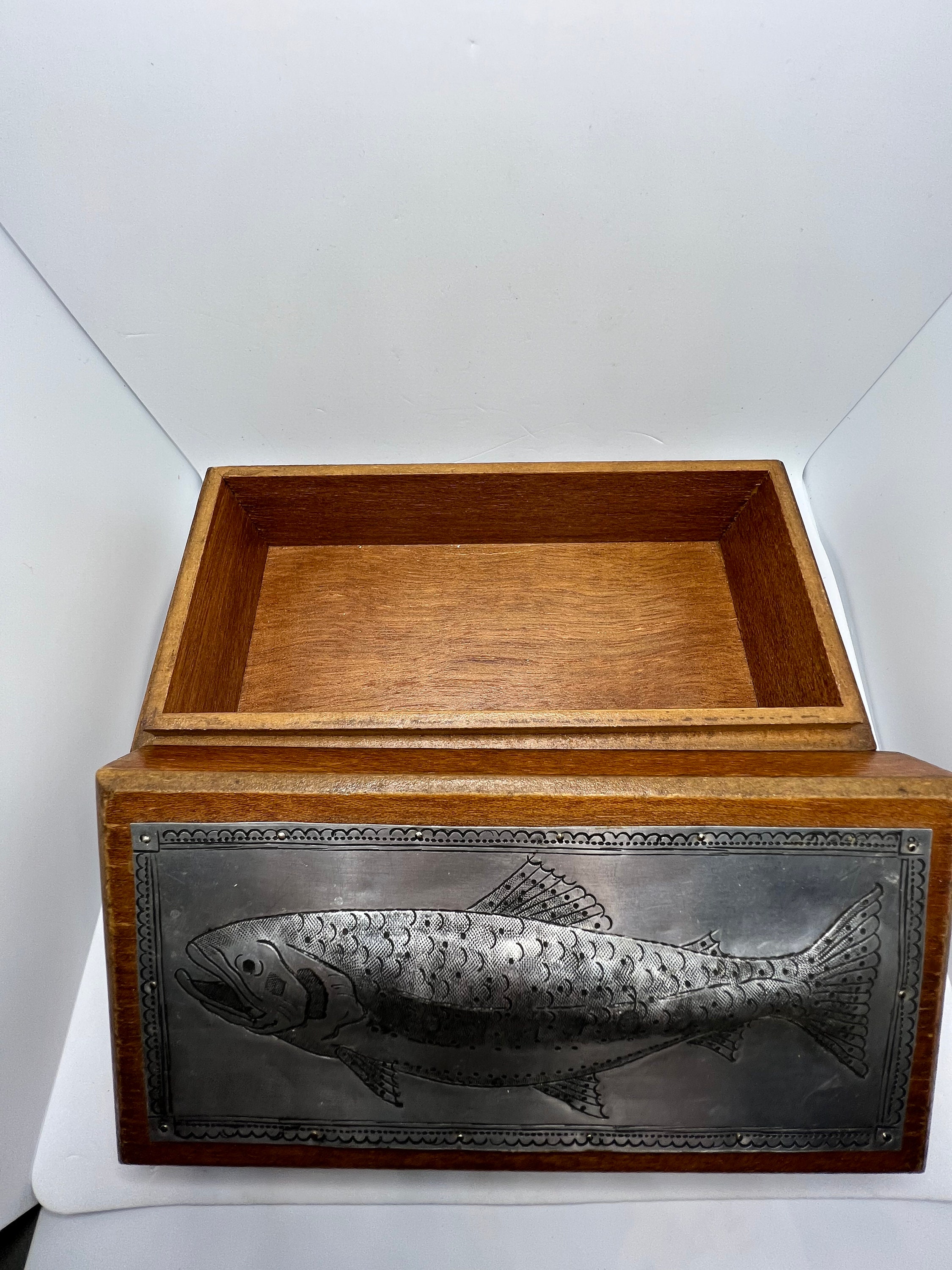 Vintage Made in Thailand Wood Box With 3D Trout Tin Top. Very - Etsy