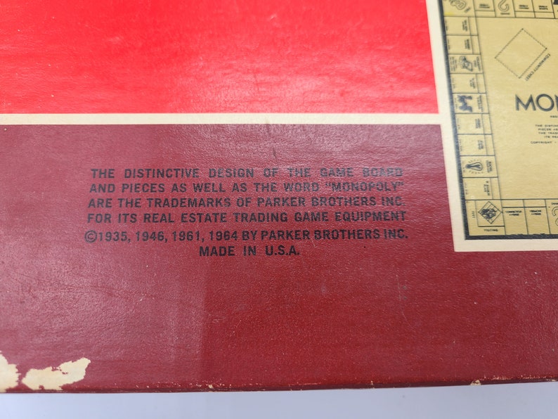 Vintage 1964 Red Box Monopoly Board Game. - Etsy