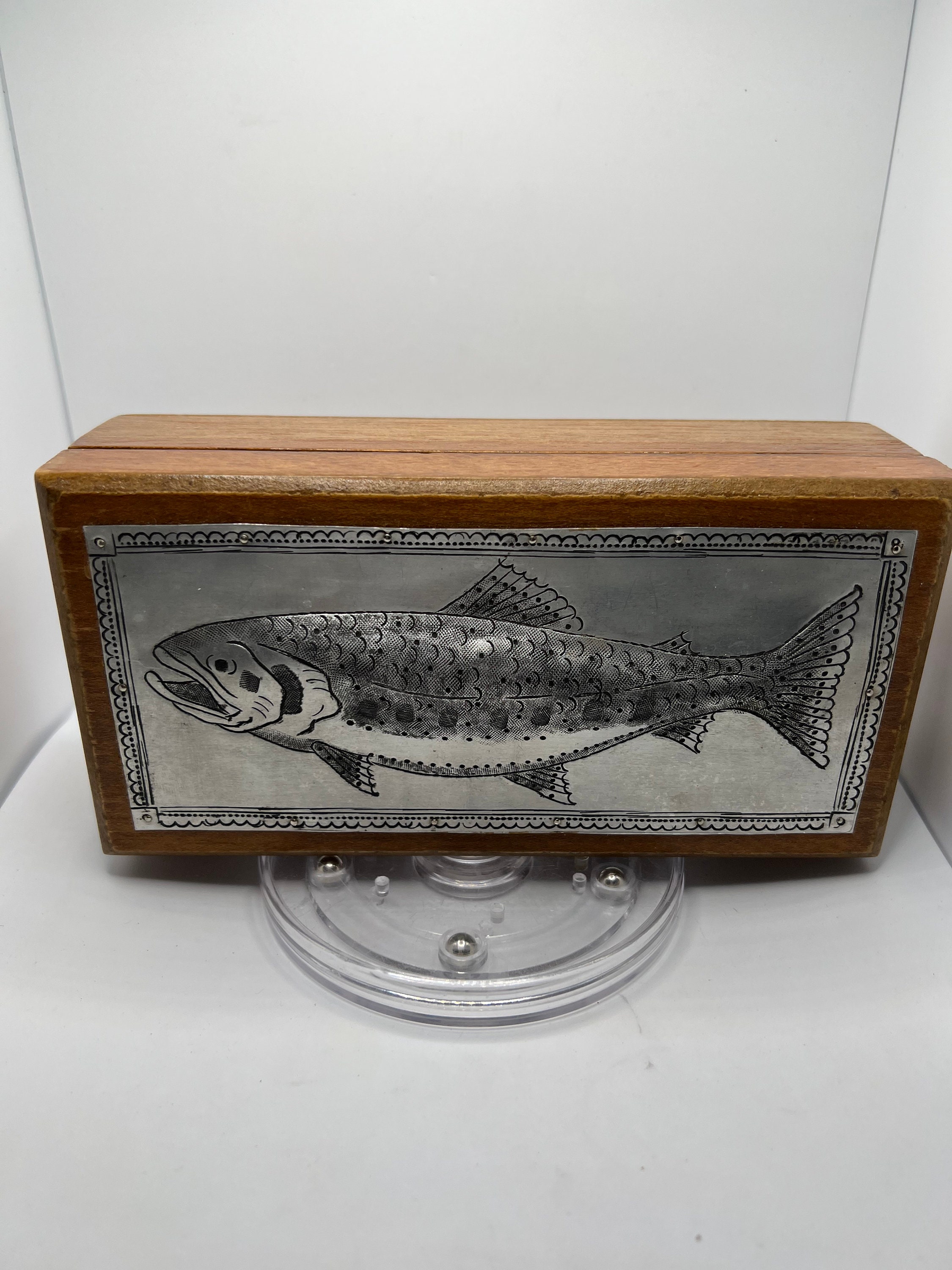 Vintage Made in Thailand Wood Box With 3D Trout Tin Top. Very - Etsy