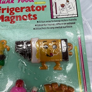 Vintage Junk Food Refrigerator Magnets. Hamburger, Popcorn, Milkshake ...