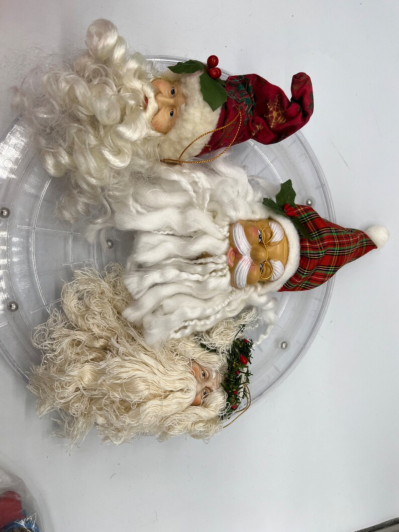 Vintage Porcelain and Plastic Santa Head Christmas Ornaments. - Etsy