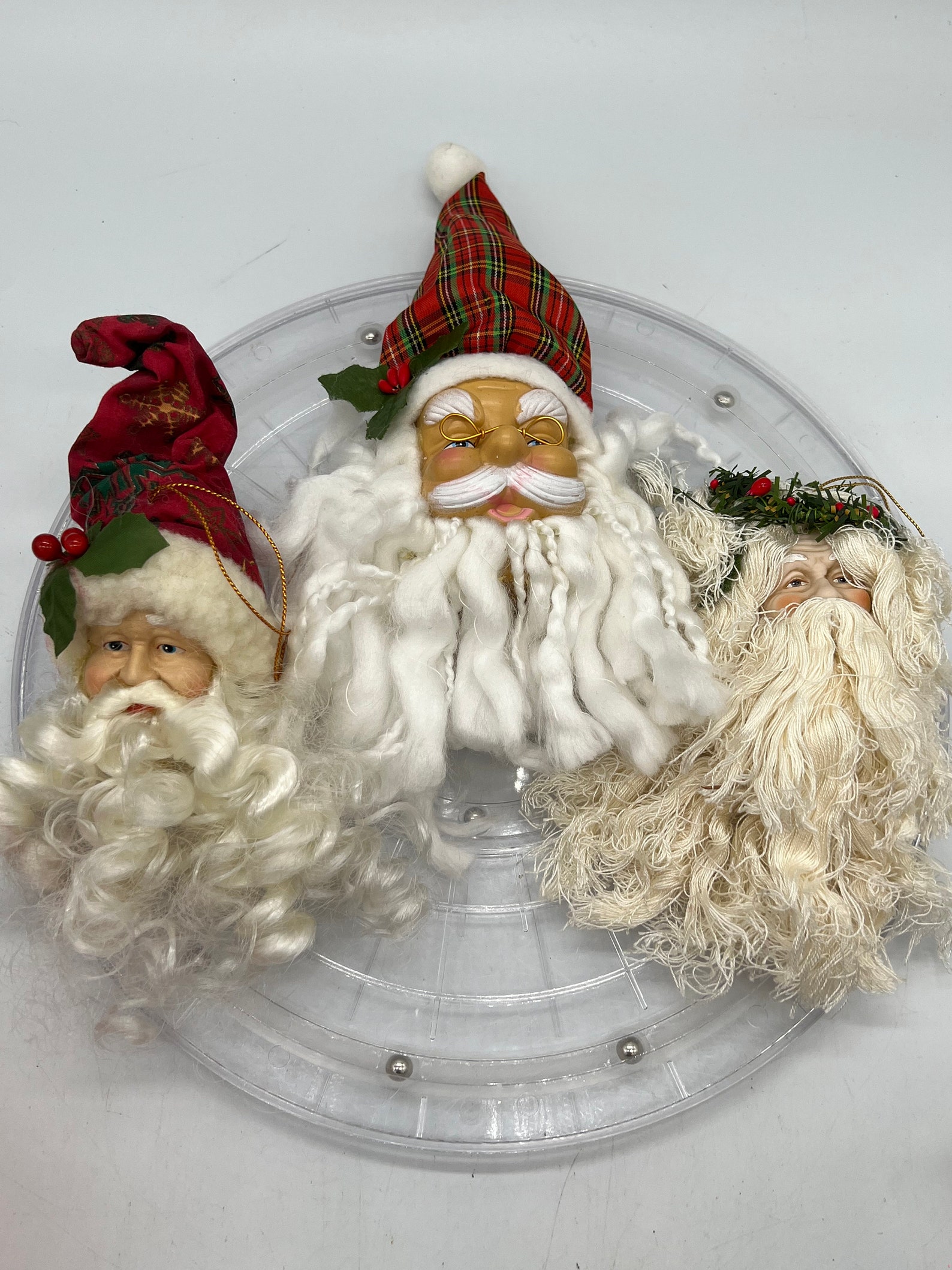 Vintage Porcelain and Plastic Santa Head Christmas Ornaments. - Etsy