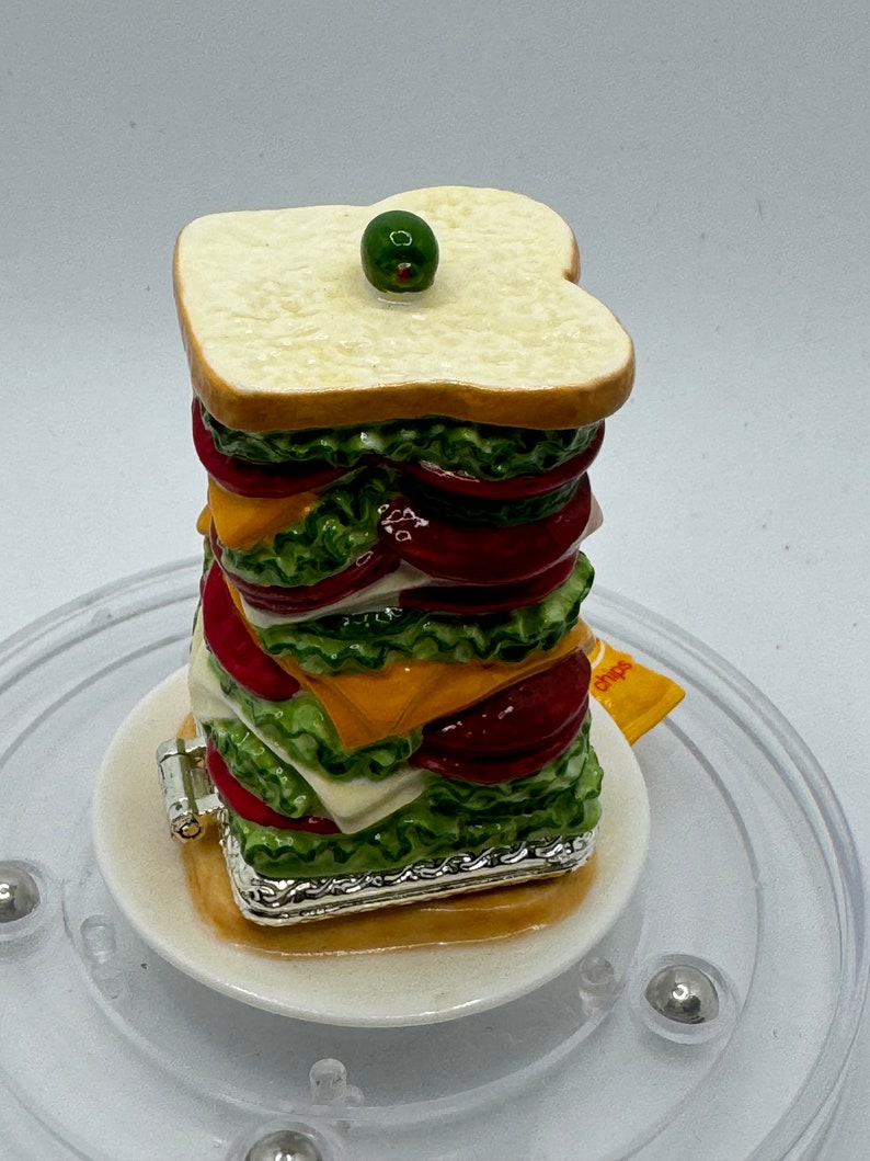Sandwich Porcelain Hinged Box With Potato Chip Trinket! Hard to Find ...