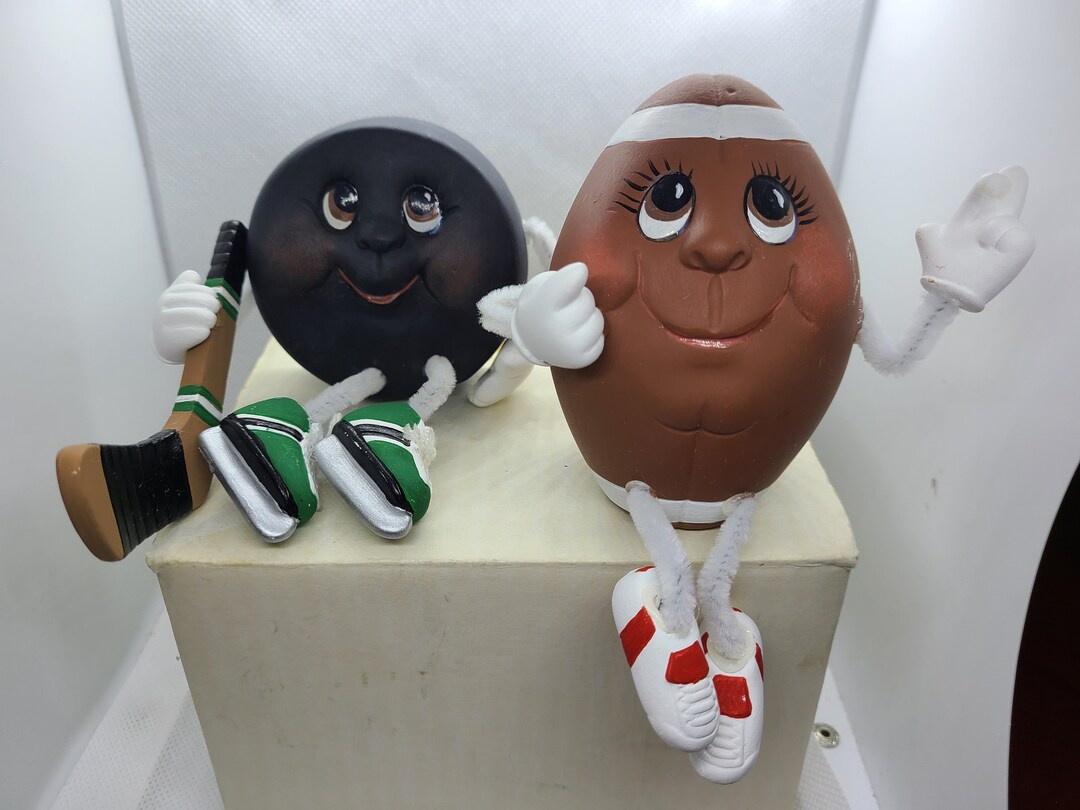 Anthropomorphic Football and Hockey Puck Shelf Sitter. Sold - Etsy Hong ...