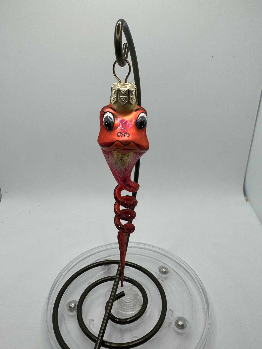 Slavic Treasures Red Tadpole Hand Blown Glass Christmas Ornament With ...
