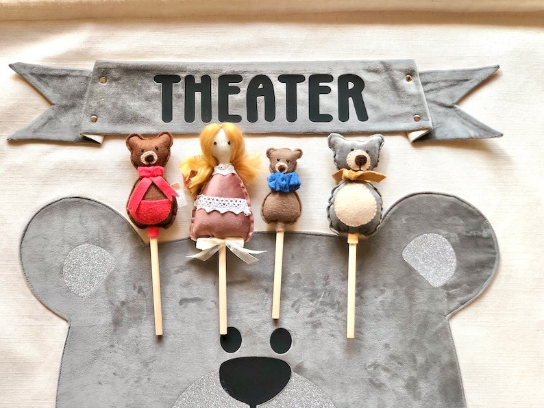 Puppets Set From Bear Puppet Theater, Goldilocks and the Three Bears ...