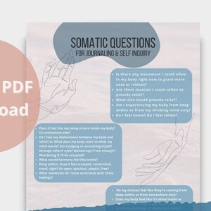 Somatic Journaling Digital PDF Worksheet, Embodiment Gentle Inquiry ...