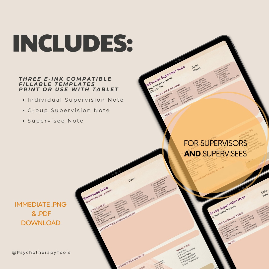 Progress Note Templates for Remarkable, Supernote, Therapist ...