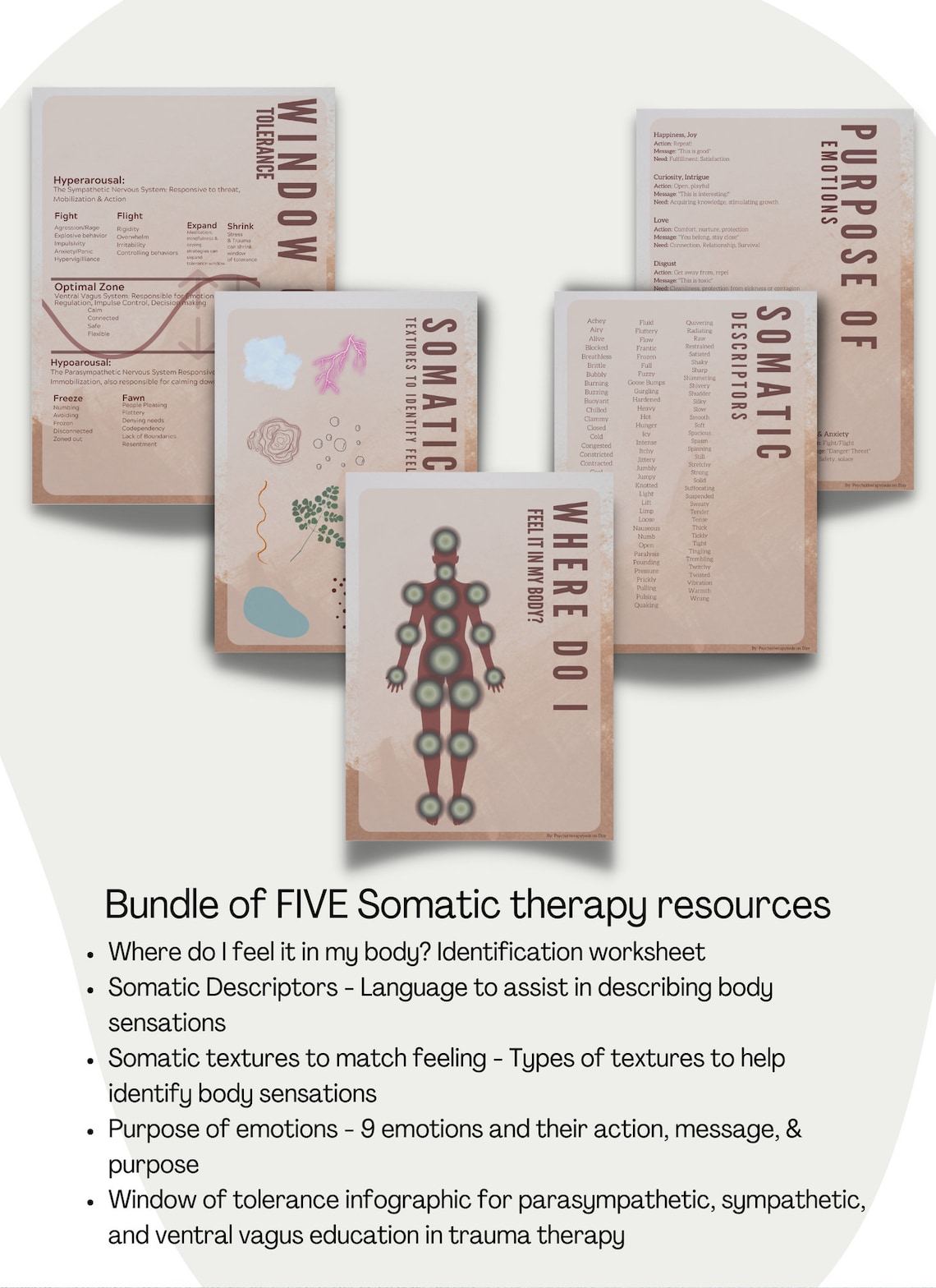 Somatic Awareness Trauma Bundle 5 Item Therapy Handout - Etsy