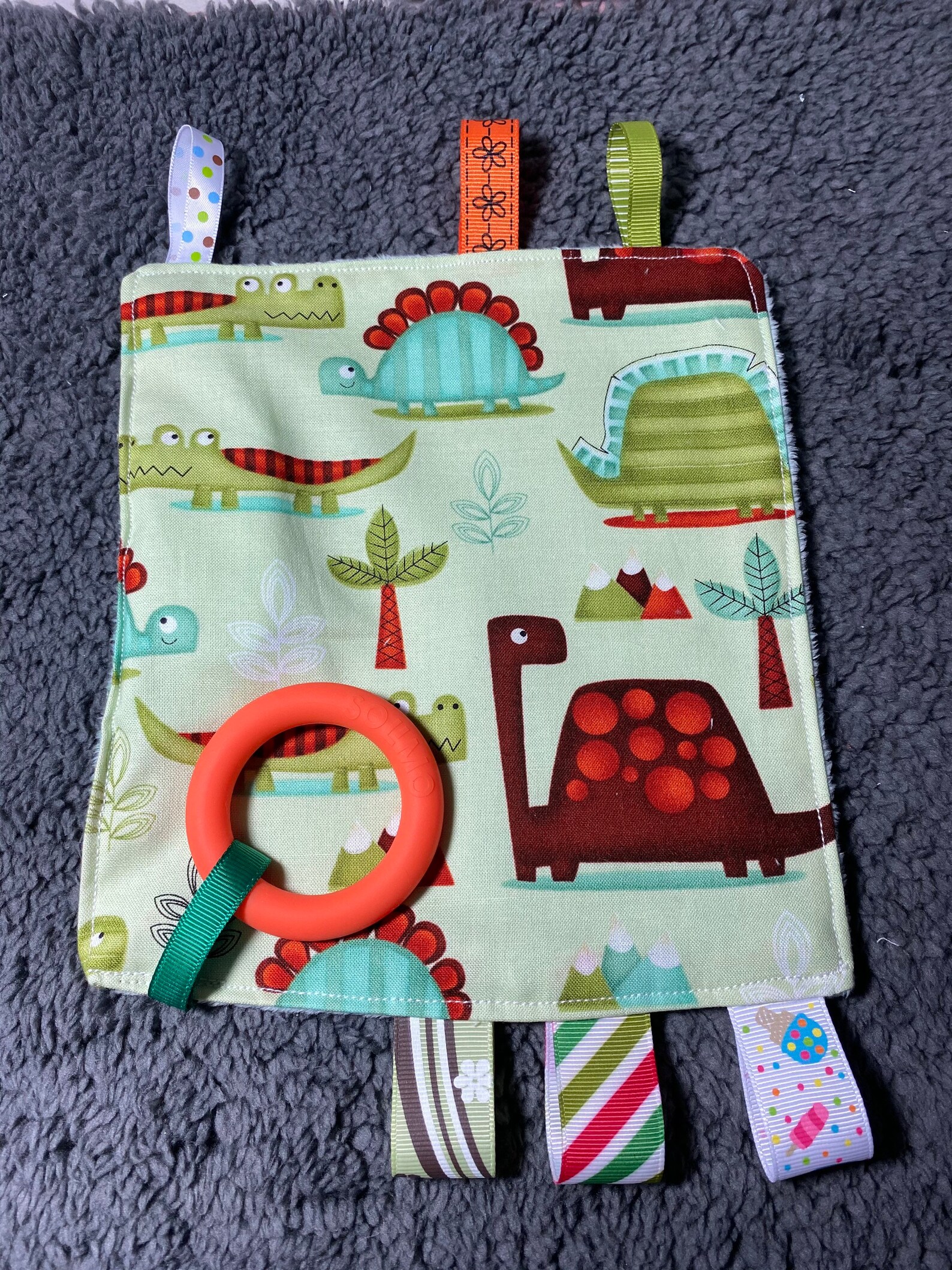 Dinosaur Lovey With Rattle and Teether - Etsy