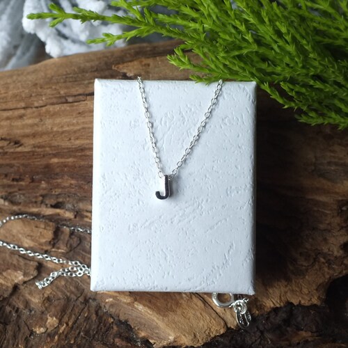 Letter J Alphabet Initial Silver Necklace - Etsy