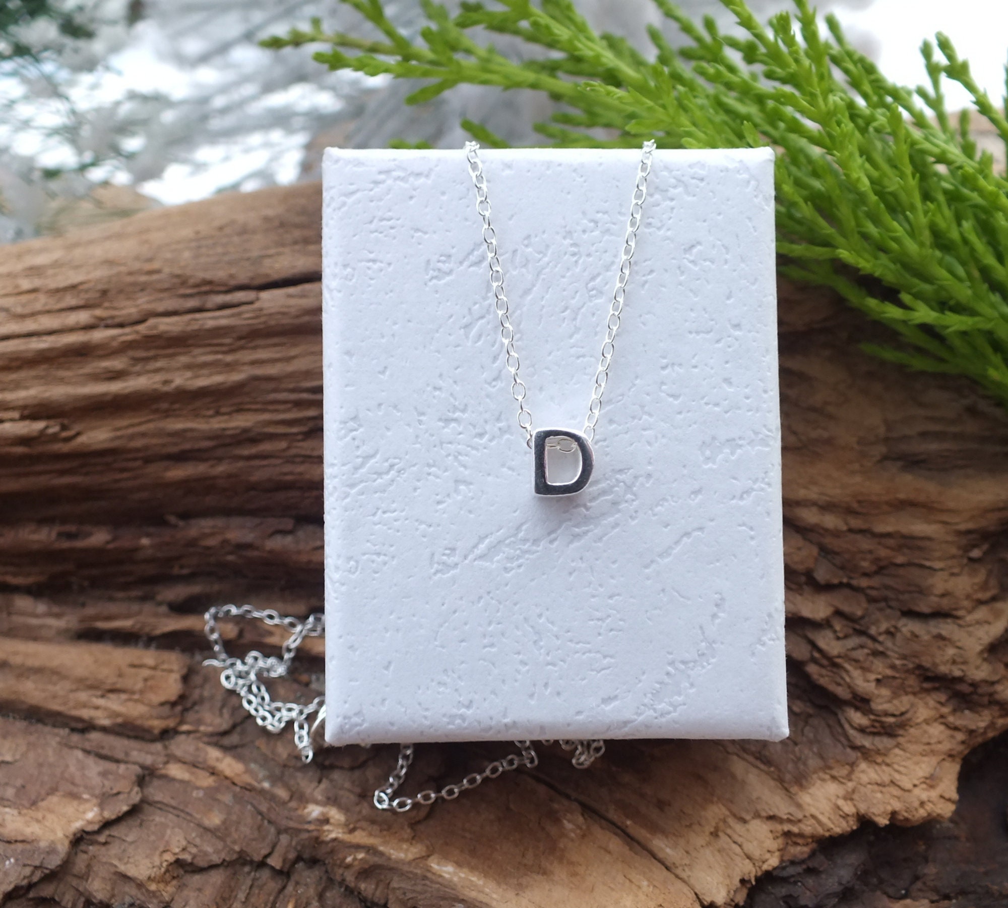 Sterling silver initial necklace Letter D necklace initial D | Etsy
