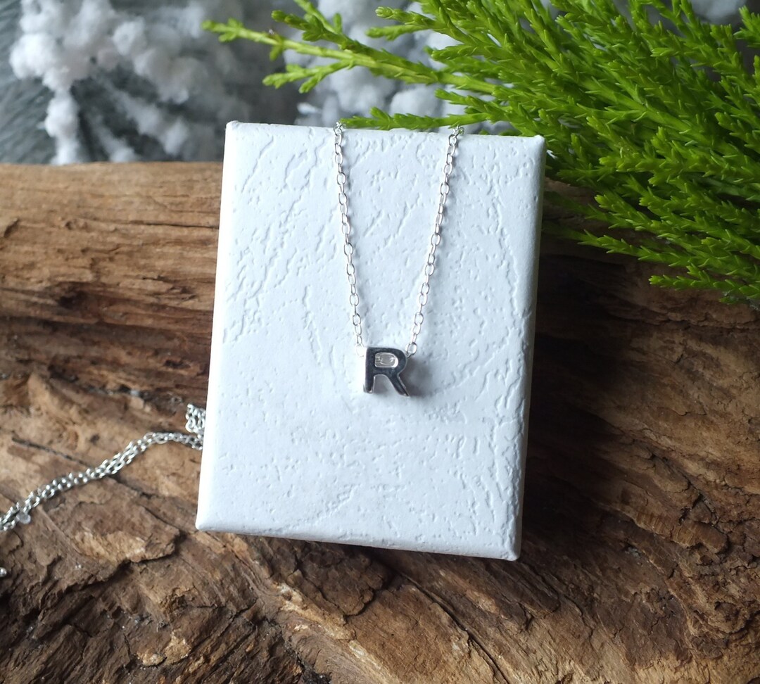 Sterling Silver Initial Necklace, Letter R Necklace, Initial R Necklace ...